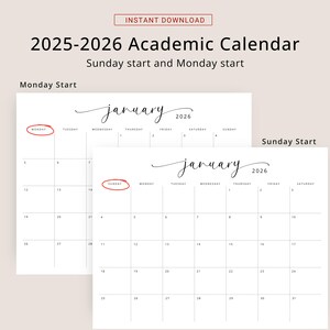 Academic Planner 2025 2026 Monthly Calendar September 2025 to August ...