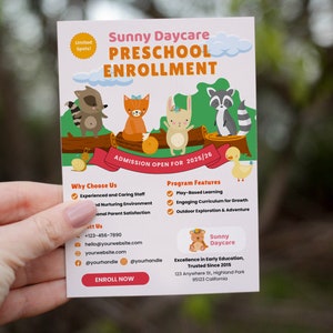 Flyer Template for Preschool Daycare Enrollment Printable Brochure ...