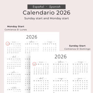 Calendario En Español 2026 Calendario 2026 Calendario Imprimible 2026 ...