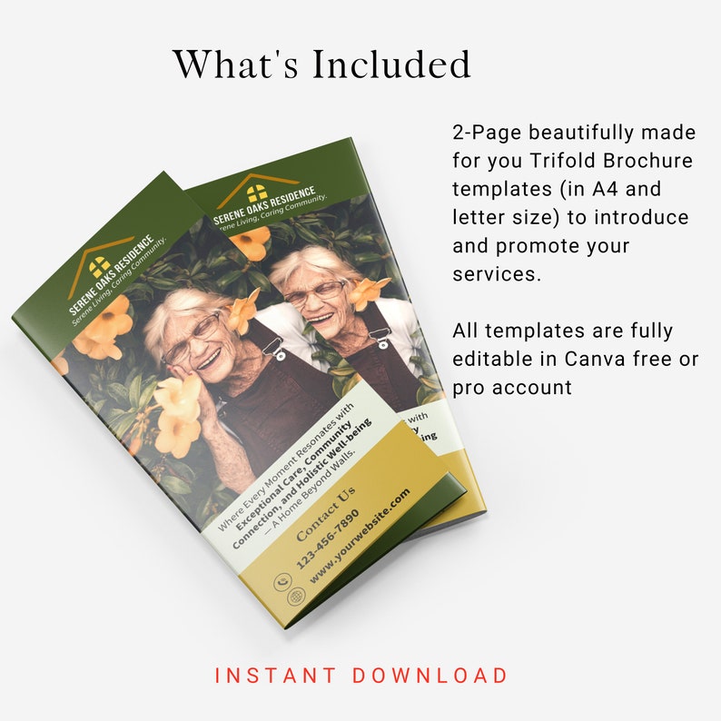 Editable Senior Residence Trifold Brochure Senior Shared Home Brochure ...
