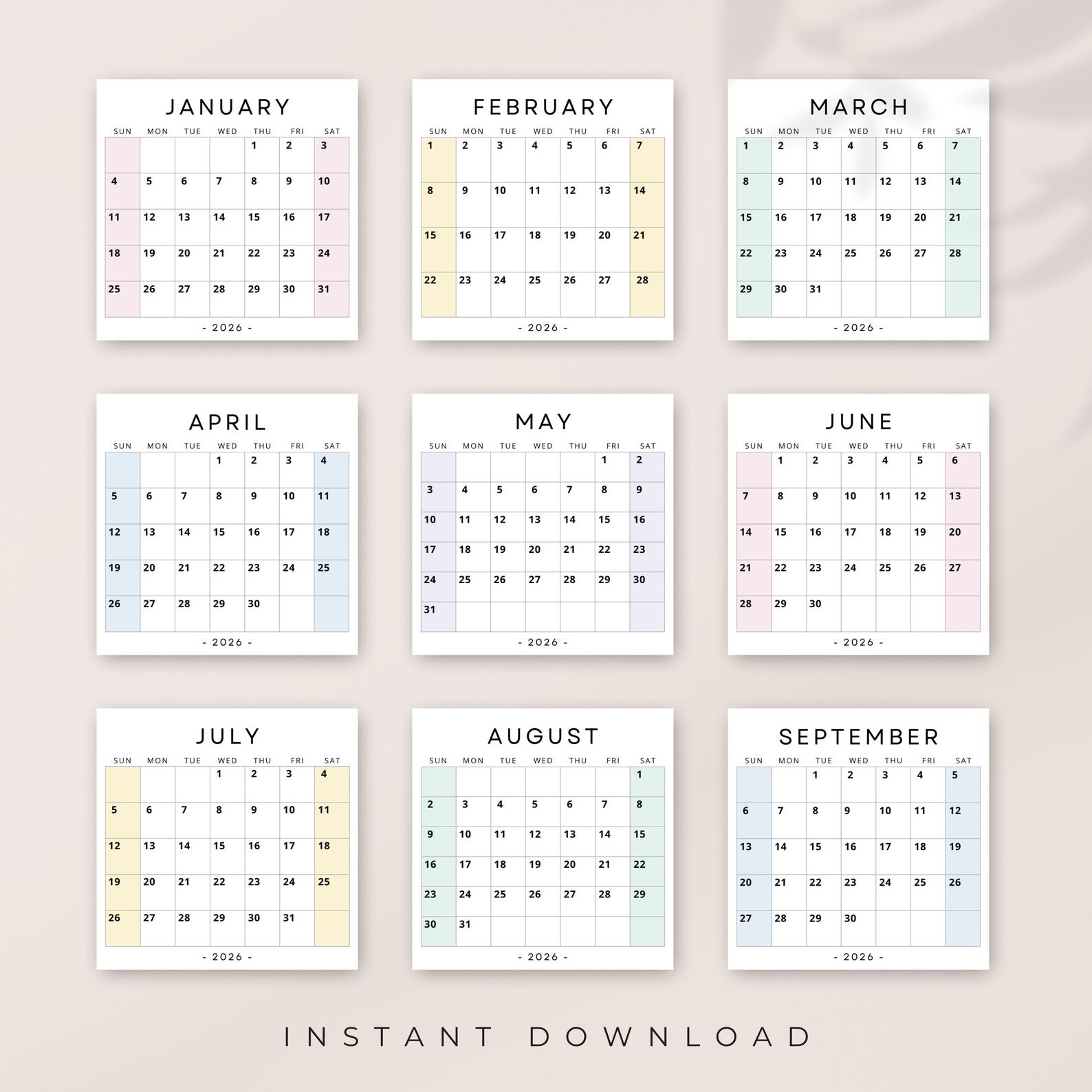 2026 Mini Calendar 3x3 2026 Mini Planner Printable Journal Insert PDF ...