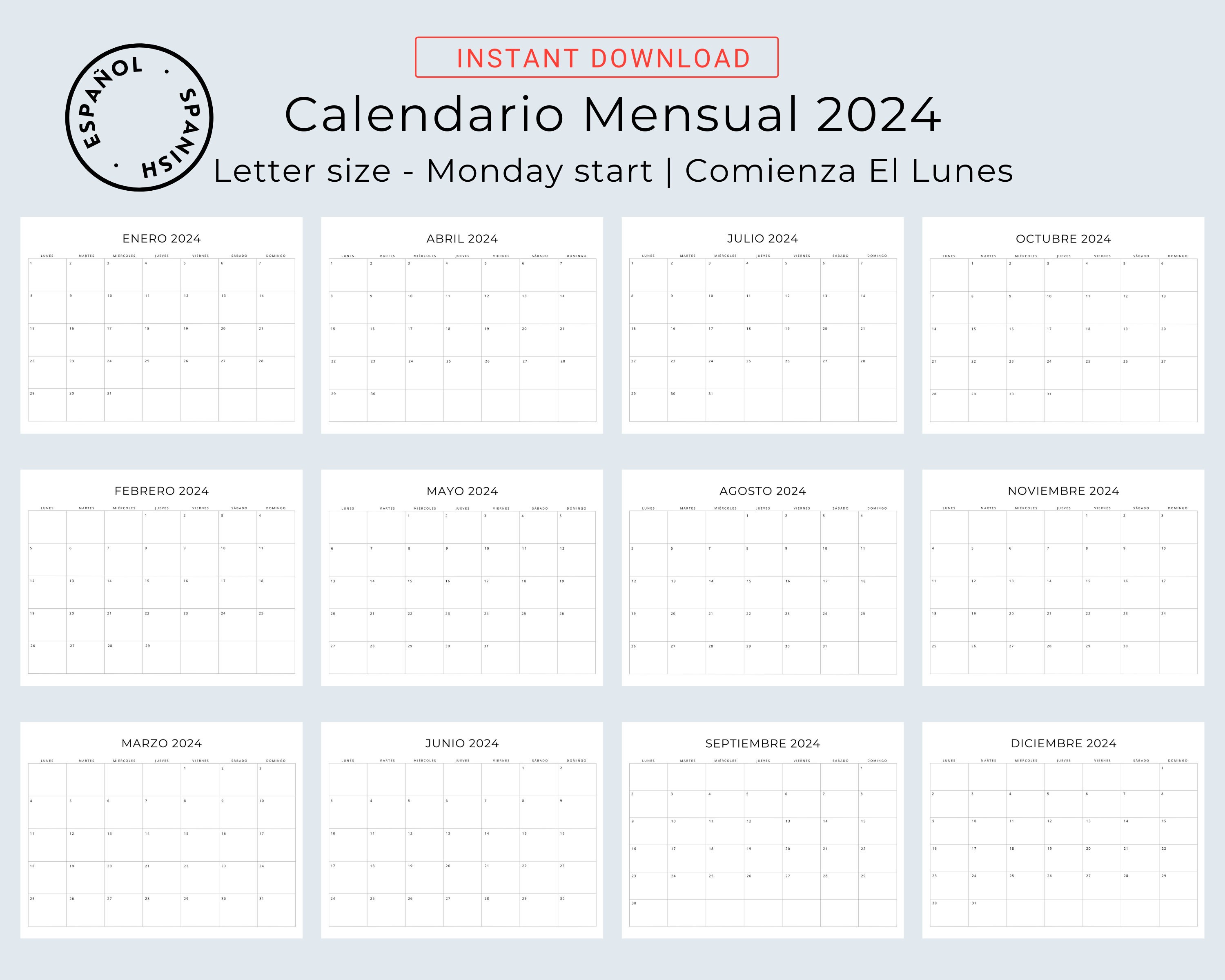 2023 & 2024 Calendario Español 2023 2024 Calendario Mensual Spanish ...