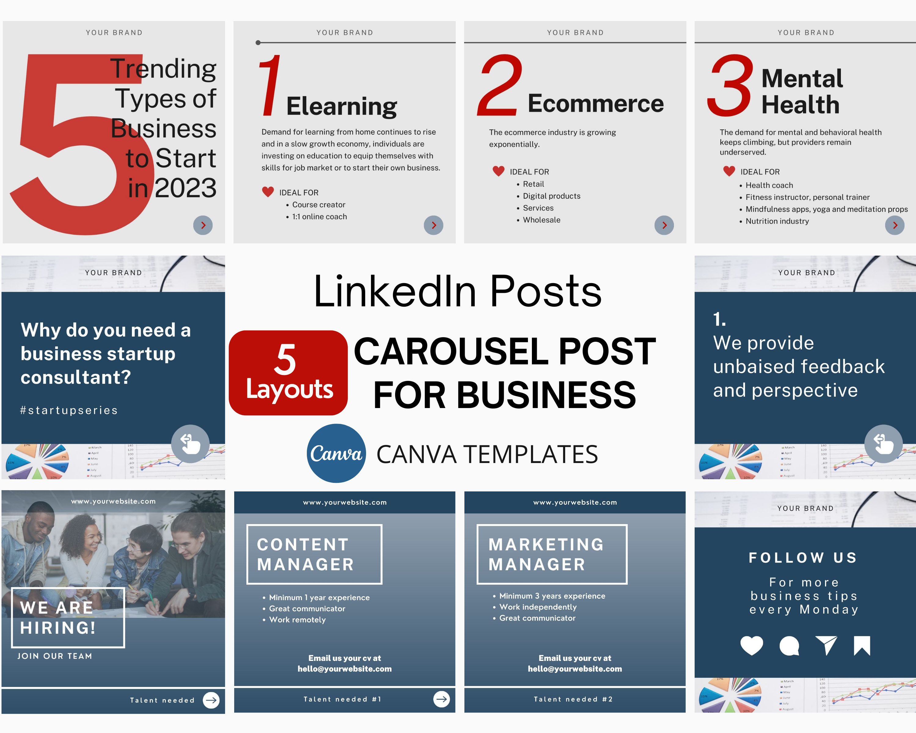 Carousel Post for Business Linkedin Post Canva Template - Etsy