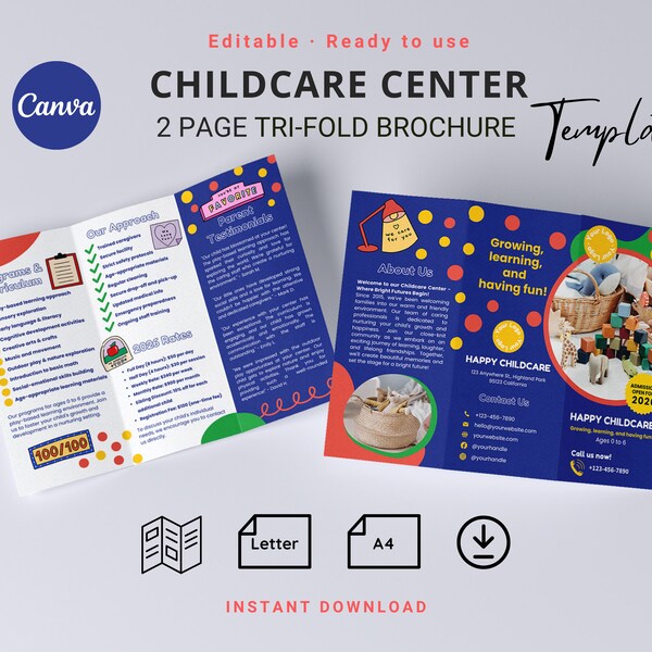 Childcare Brochure Template - Etsy