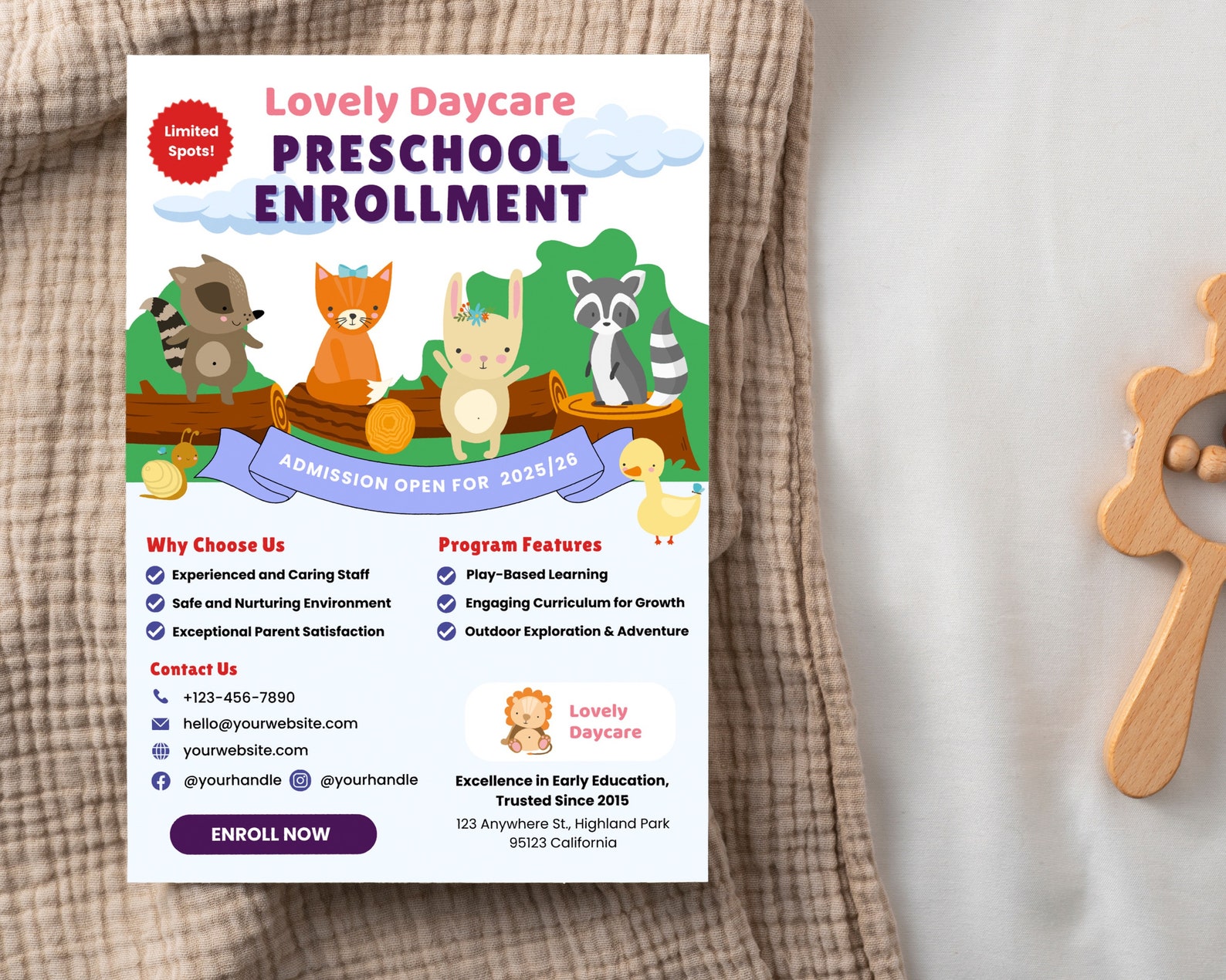 Preschool Daycare Flyer Template Childcare Enrollment Editable Canva ...
