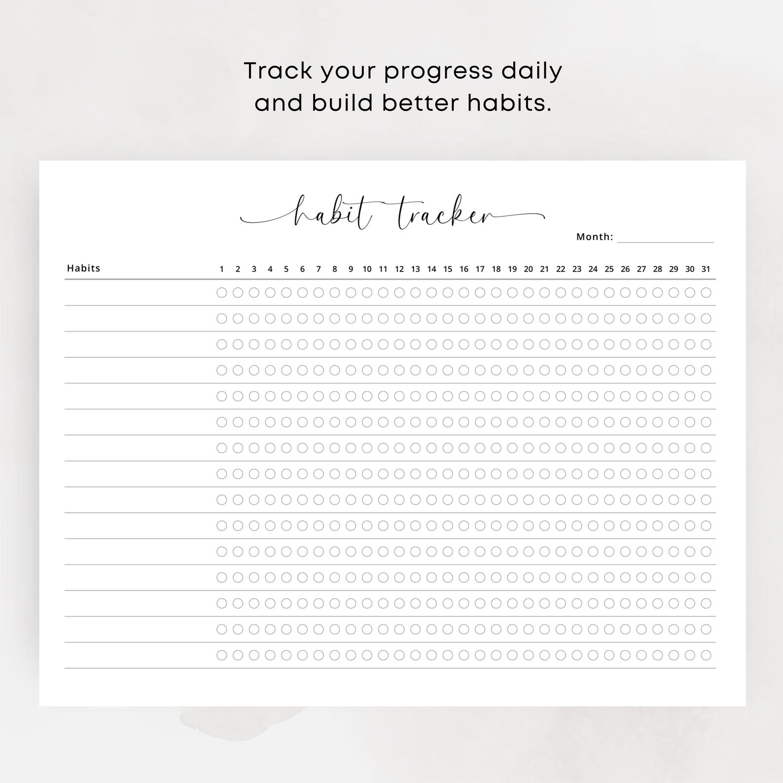 Habit Tracker Printable PDF Monthly Habit Tracker Landscape Routine ...