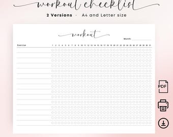 Workout Checklist, Daily Workout Routine Chart, Simple Workout Plan ...