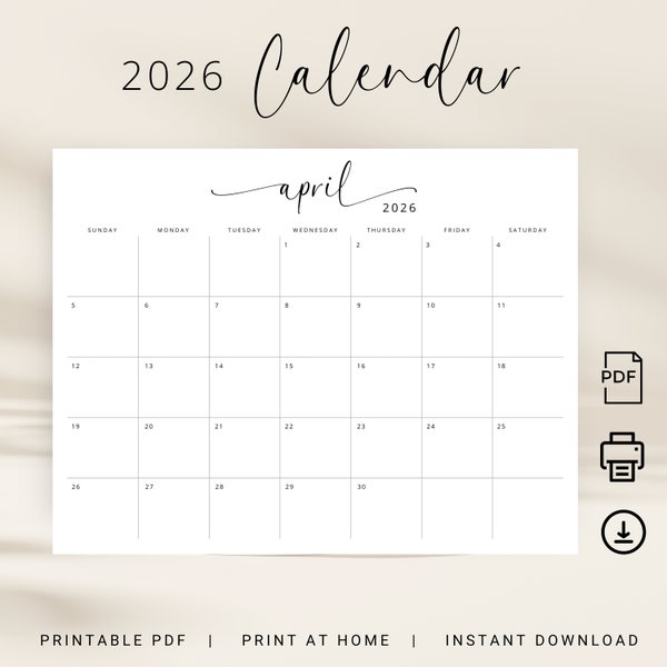 Elegant Calendar 2026 - Etsy UK
