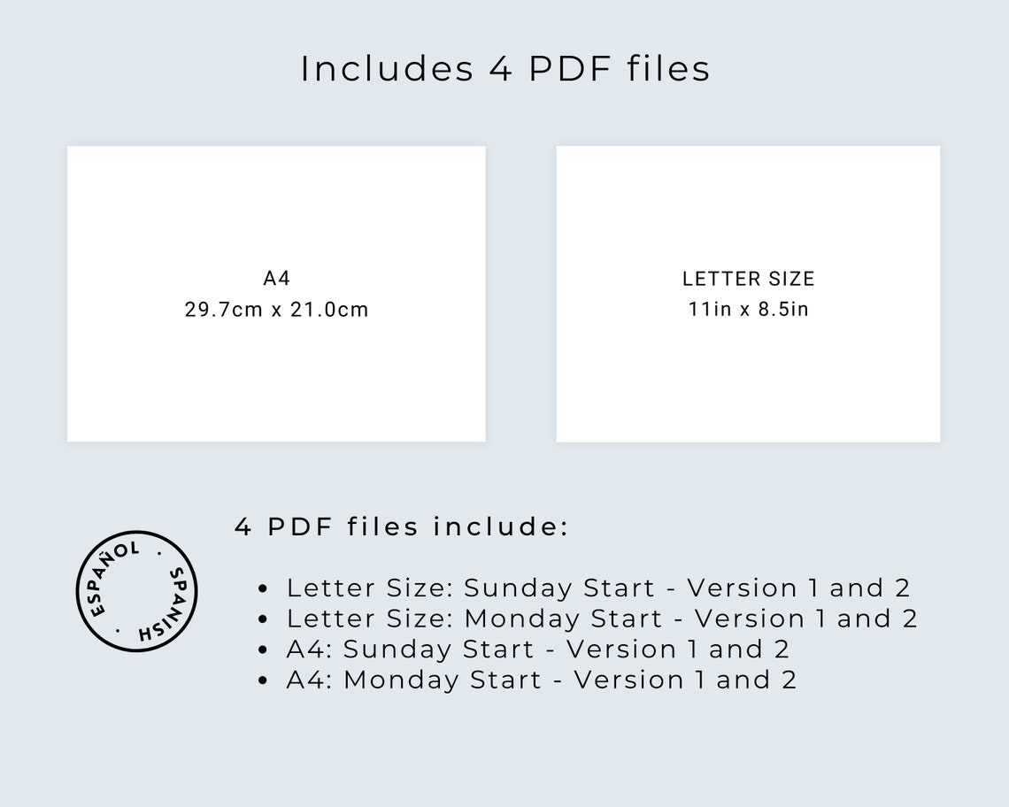 Calendario En Blanco Spanish Blank Calendar Calendario Mensual - Etsy