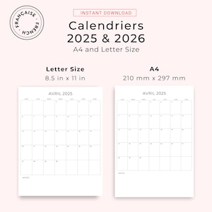 2025 2026 Calendrier Français 2025-2026 French Calendar Portrait ...