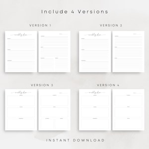 Week on 2 Pages Planner Printable Weekly Planner Layout Weekly Schedule ...