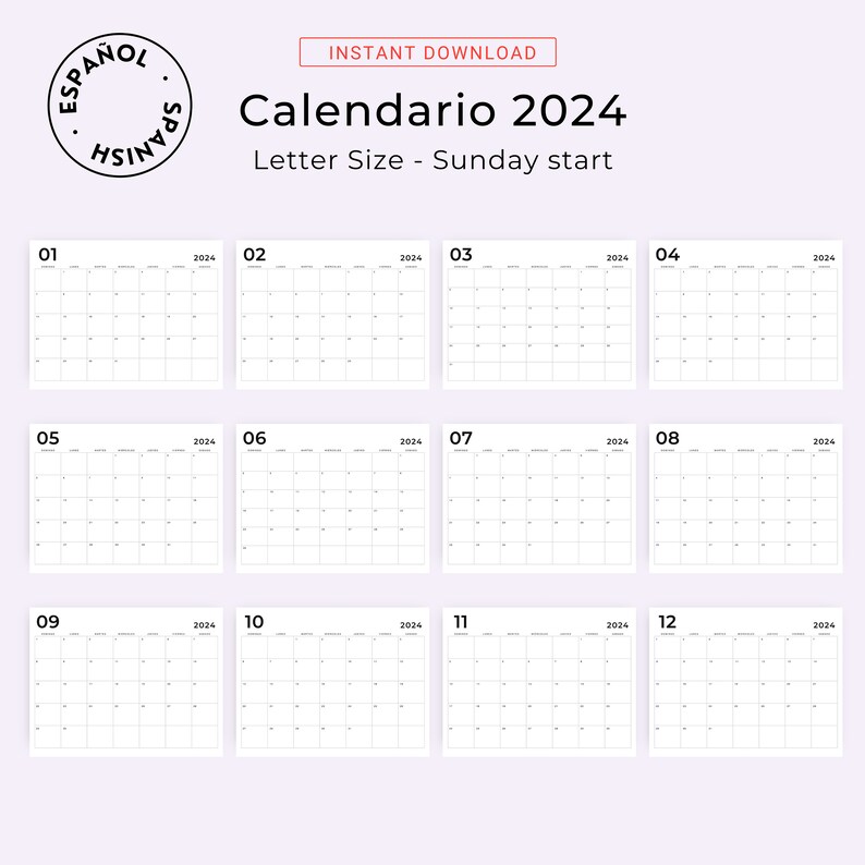 Calendario 2024 Calendario Mensual 2024 Printable Spanish Calendar 2024