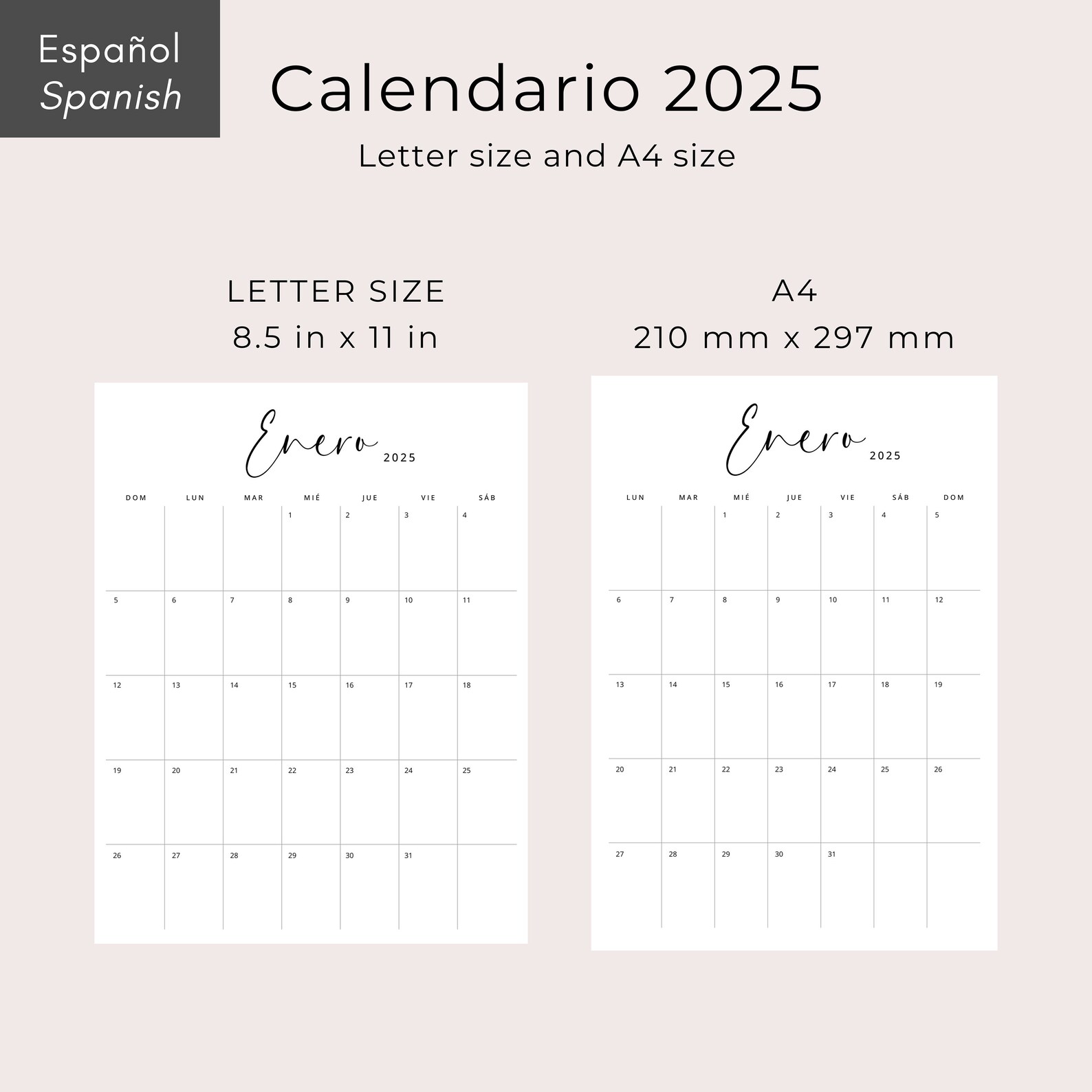 2025 Calendario En Español 2025 Calendario 2025 Planificador Spanish ...
