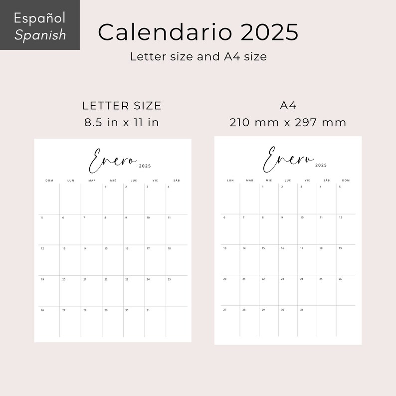 2025 Calendario En Español 2025 Calendario 2025 Planificador Spanish ...