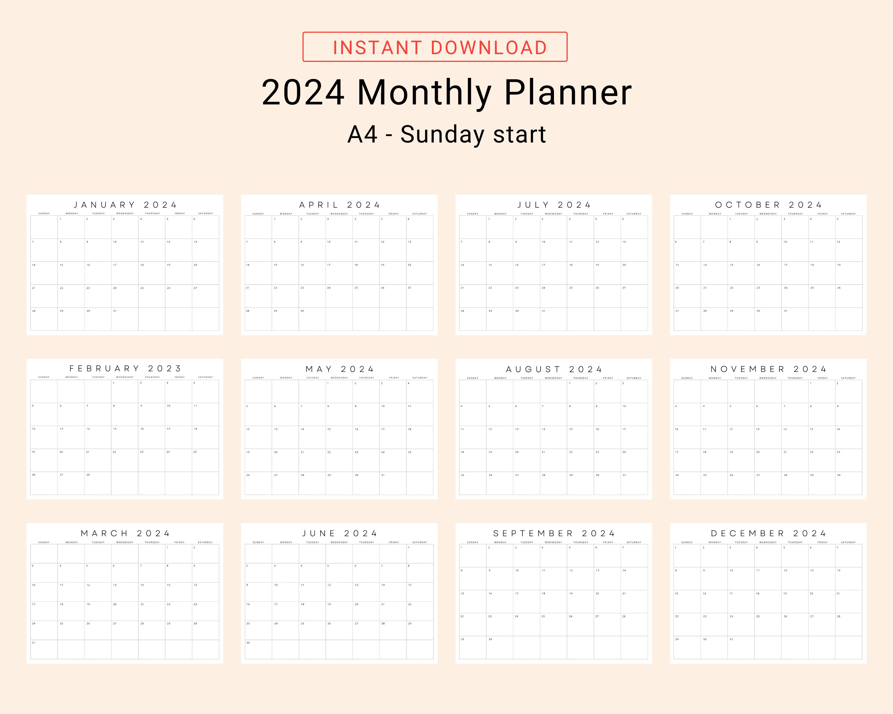 2023 & 2024 Monthly Planner Landscape 2023 2024 Monthly - Etsy