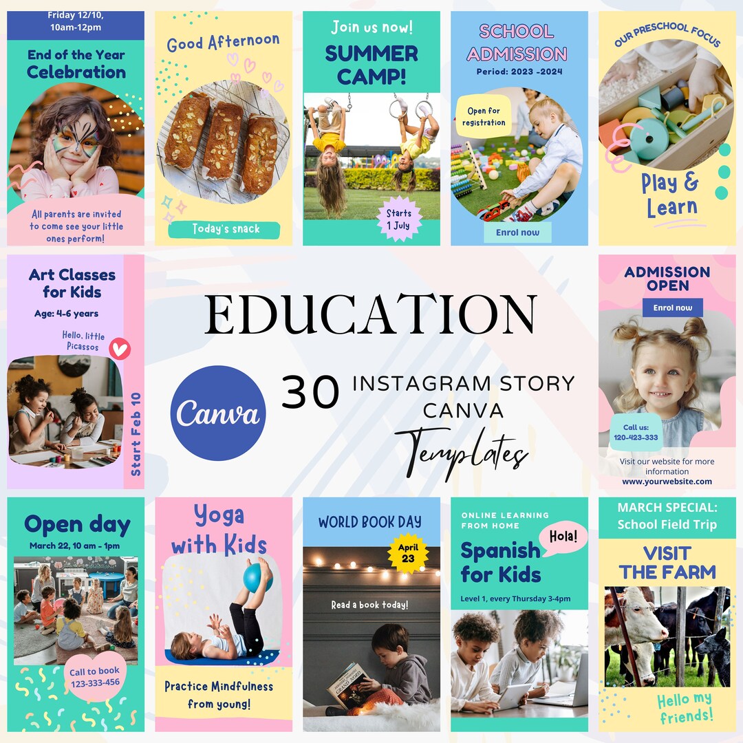 30 Kids Education Instagram Story Canva Template Early - Etsy
