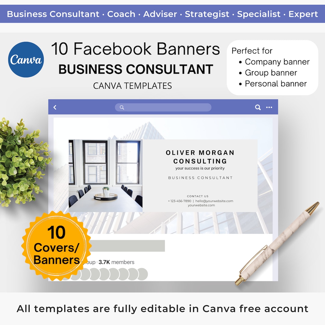 10 Business Facebook Banner Canva Templates Facebook Cover Business ...