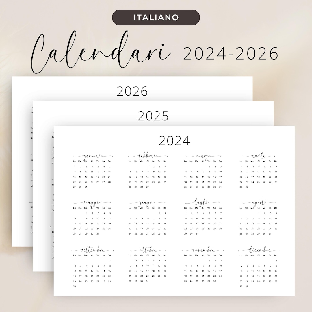 2024-2026 Italian Calendar Printable 2024 2025 2026 Calendari in ...