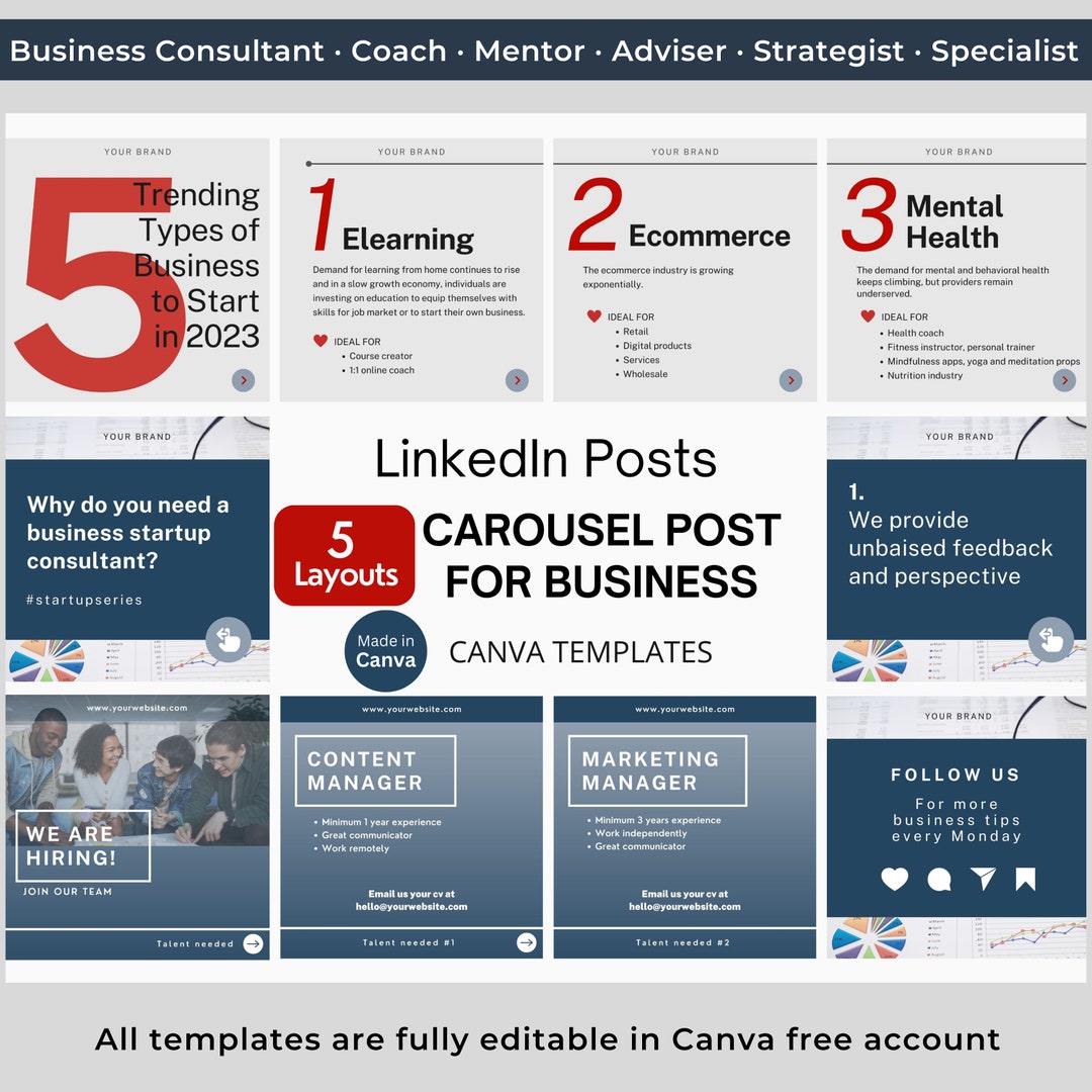 Business Consultant Carousel Post Business Linkedin Post Canva Template ...