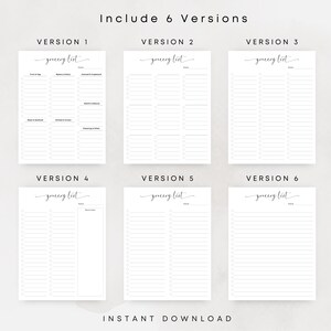 Grocery List Printable Food Shopping List Supermarket Checklist Grocery ...