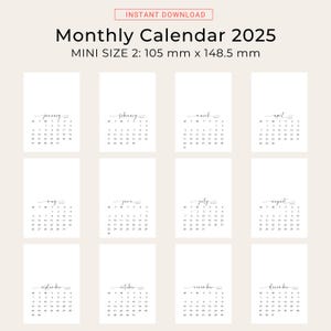2025 Mini Calendar 2025 Small Calendar Monthly Vertical 2025 DIY ...
