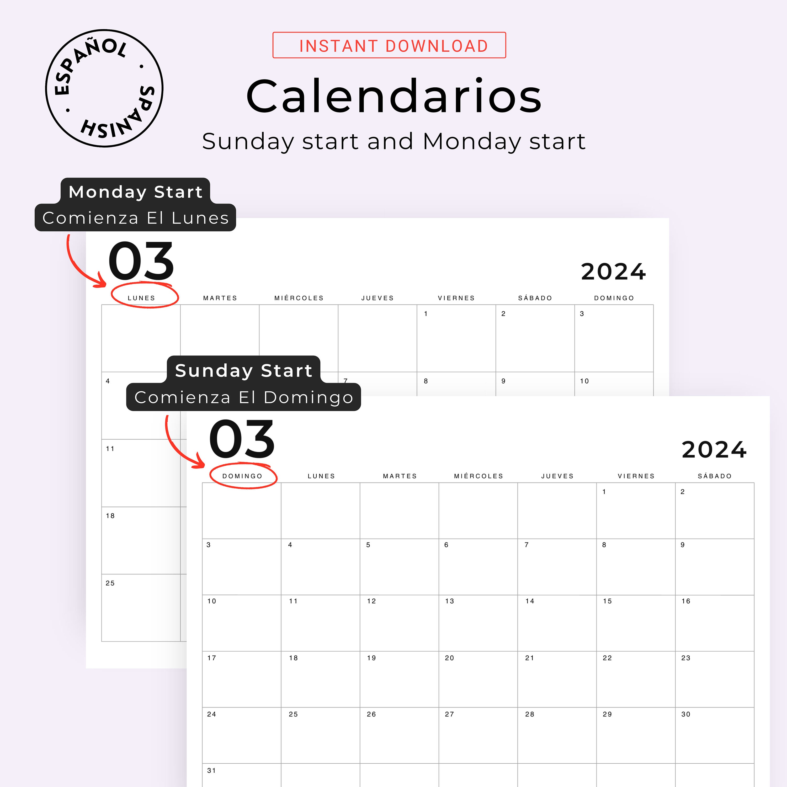 Calendario 2024 2025 2026 Spanish Calendar Printable 3 Years Planners ...