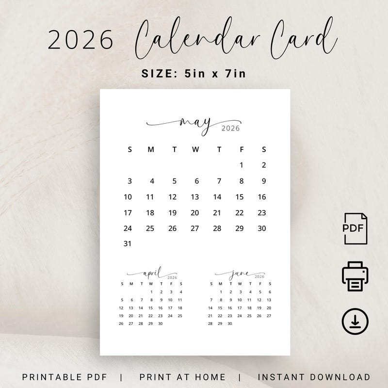 5x7 Desktop Calendar Card - Etsy