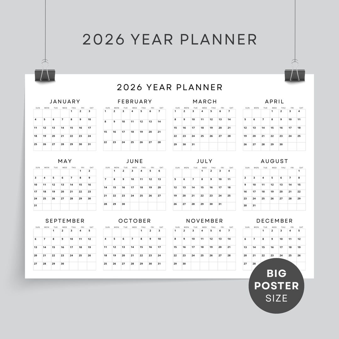 Large 2026 Year Planner 2026 Wall Calendar Minimalist Big Yearly ...
