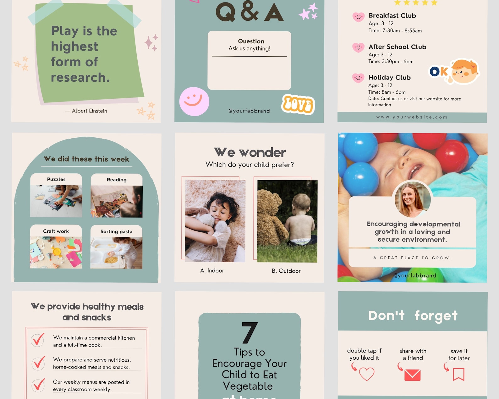 30 Preschool Daycare Facebook Engagement Post Canva Template Childcare ...