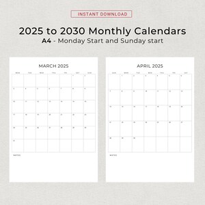 2025 to 2030 Monthly Planner Portrait Calendar 2025-2030 Monthly ...