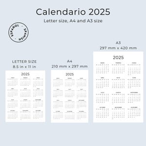 Calendario 2025 Calendario En Español Anual 2025 Calendario De Pared ...