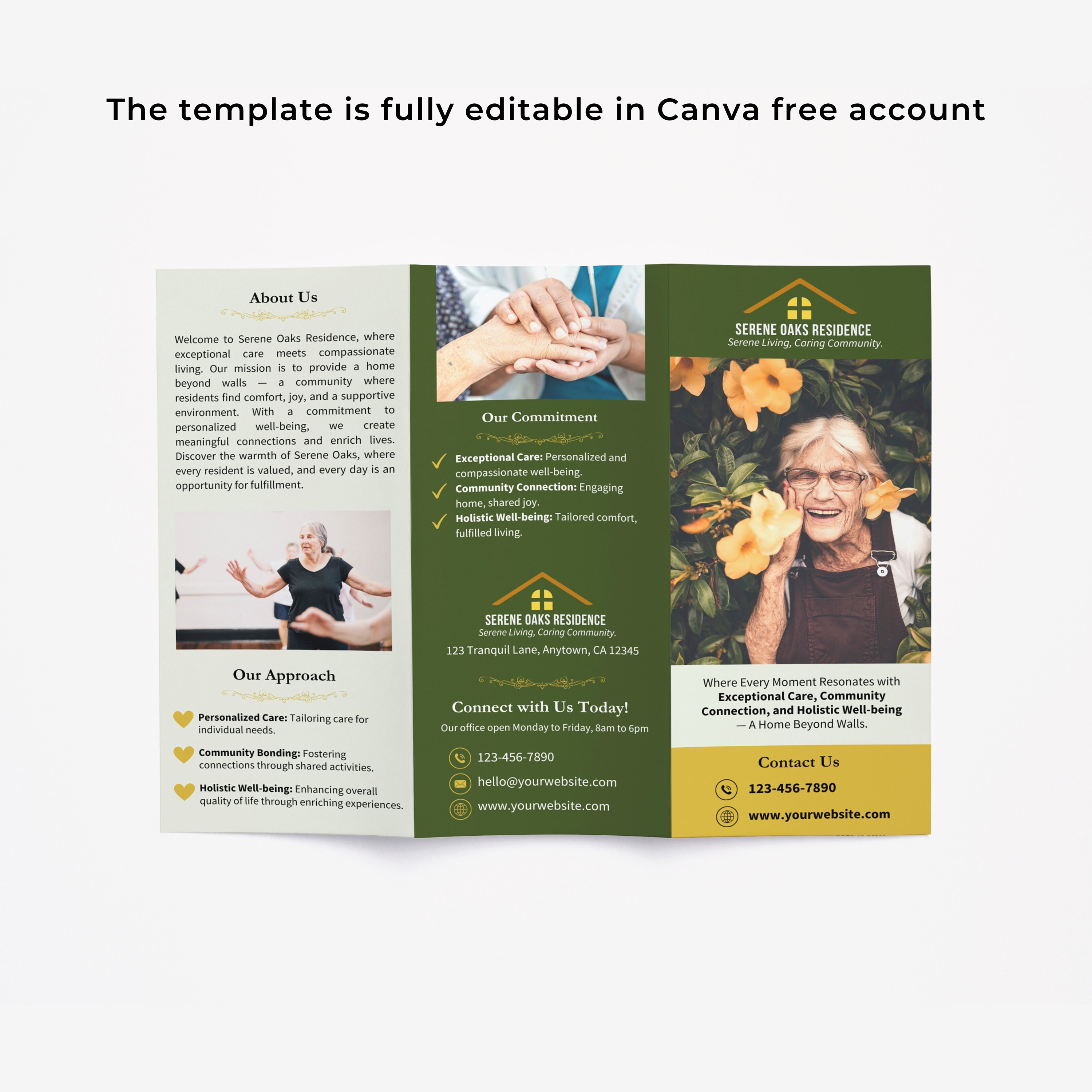 Editable Senior Residence Trifold Brochure Senior Shared Home Brochure ...