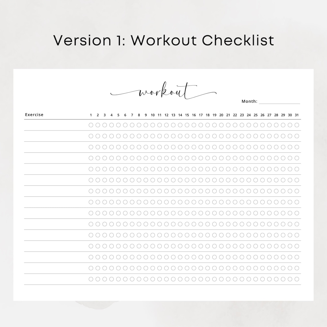 Workout Checklist Printable Daily Workout Routine Tracker Gym Log ...