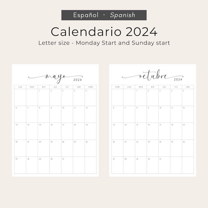 Calendario 2024 Calendario En Español 2024 Planificador Mensual 2024 ...