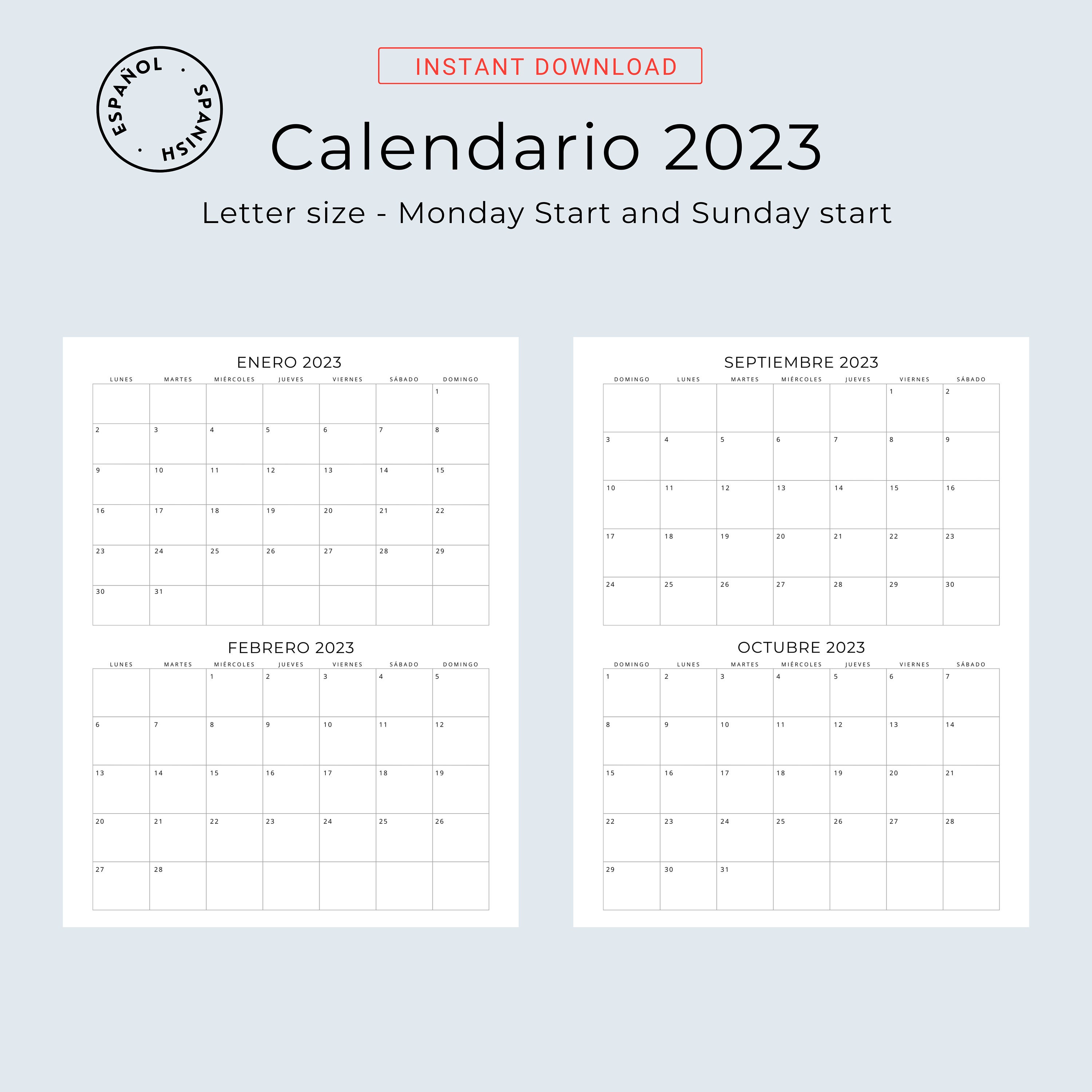 Calendario 2023 & 2024 Calendario Español 2023 2024 Calendario Mensual ...
