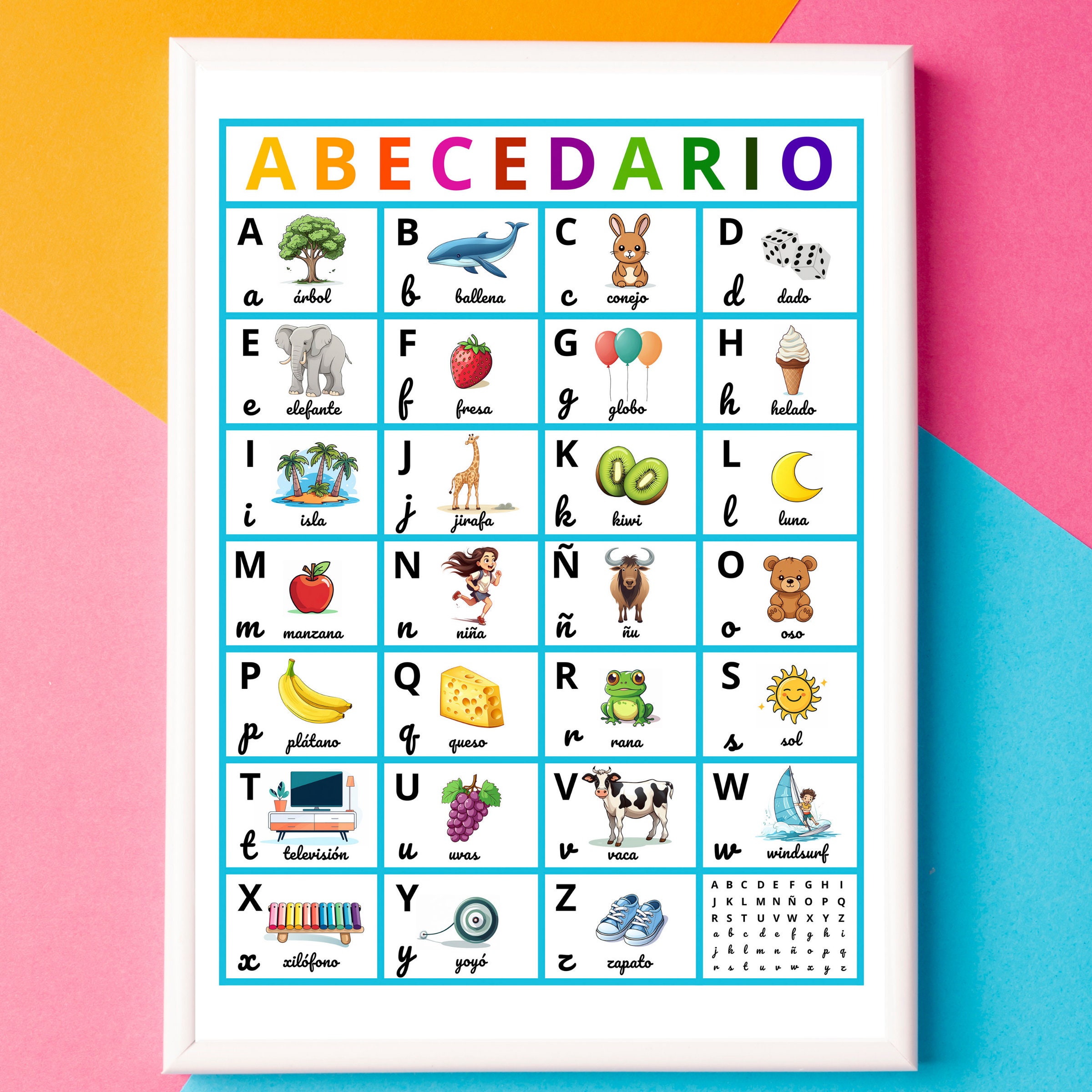 Spanish ABC Alphabet Poster Printable Spanish Alphabet Flashcards ...