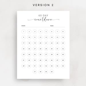 30, 60, 90, 100 Day Countdown Tracker Printable to Wedding Anniversary ...