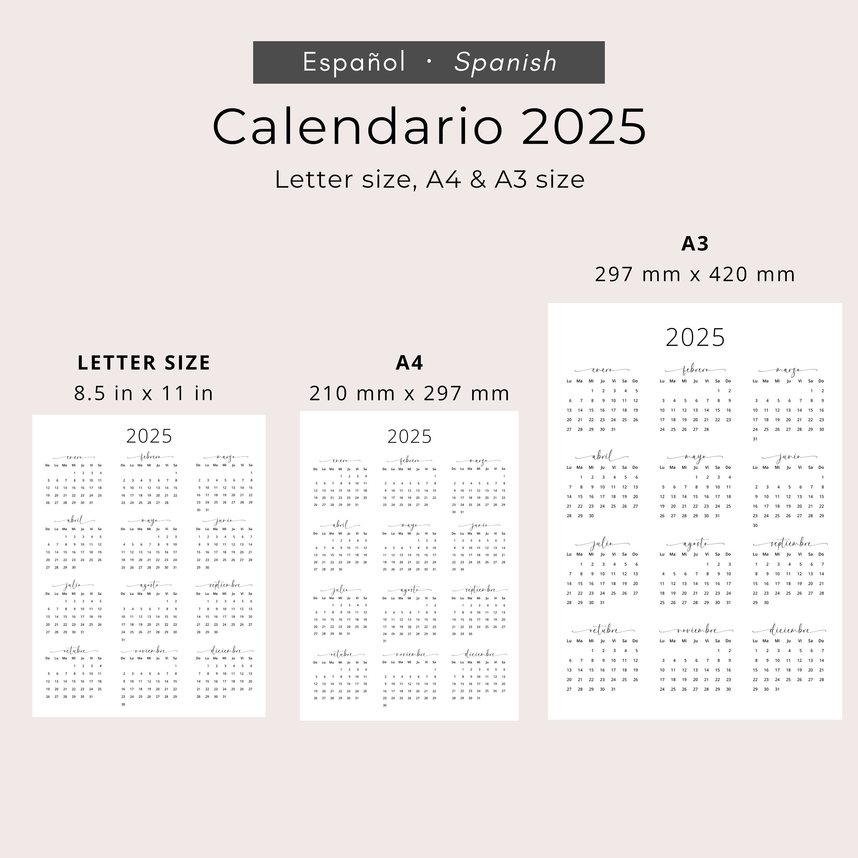 Calendario 2025 Español Calendario 2025 Calendario En Español 2025 ...