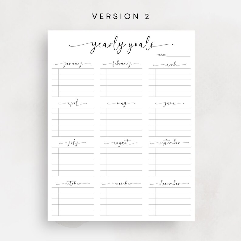 Goal Planner Printable Yearly Goals Planner Goal Setting Productivity ...