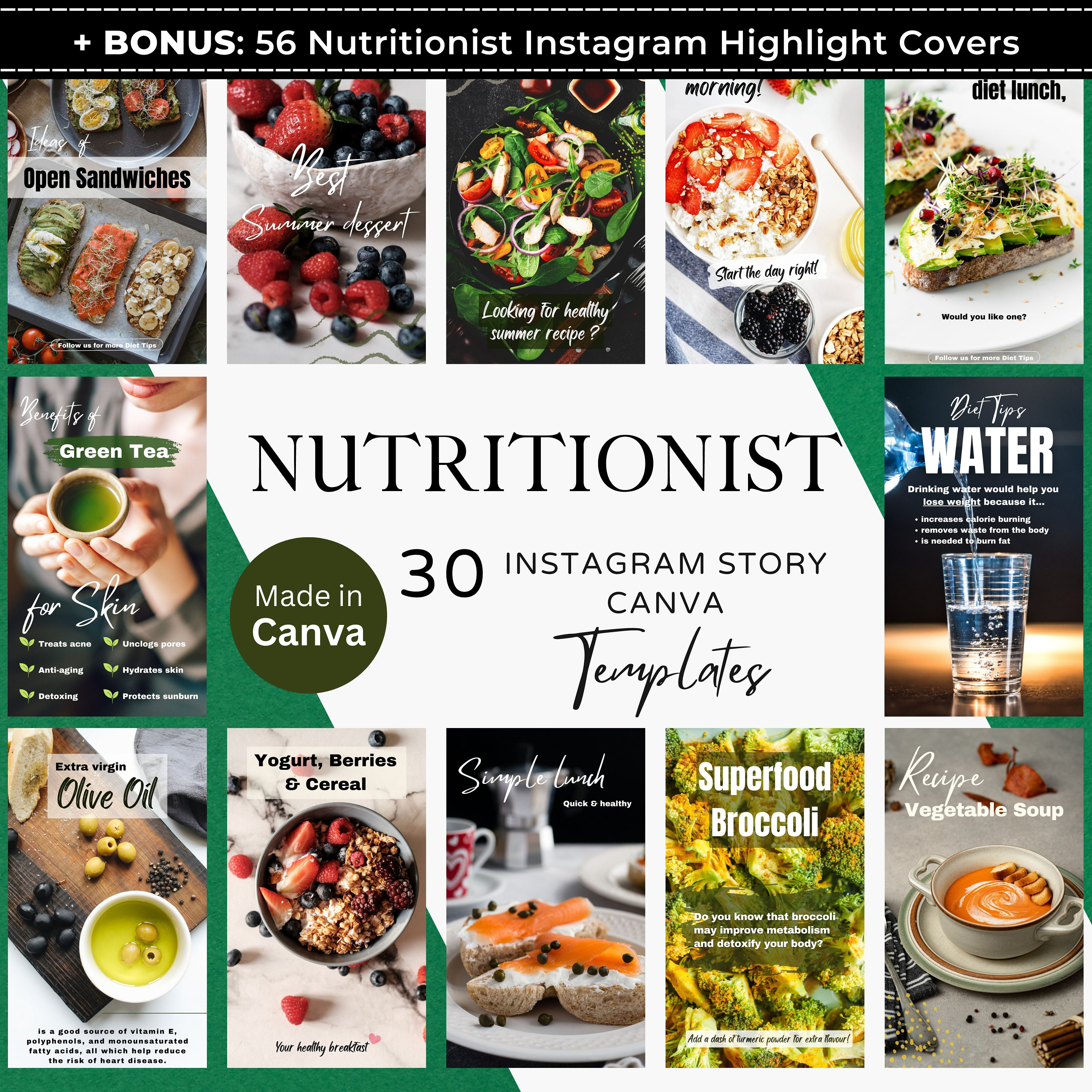 30 Nutritionist Instagram Story Canva Templates Instagram Post ...