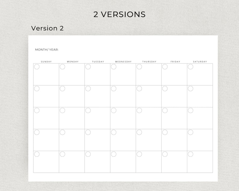 Blank Calendar Undated Monthly Planner Minimalist Blank Monthly ...