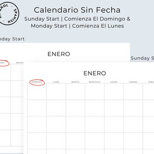 Calendario Sin Fecha Calendario Mensual Blank Spanish Monthly Calendar ...