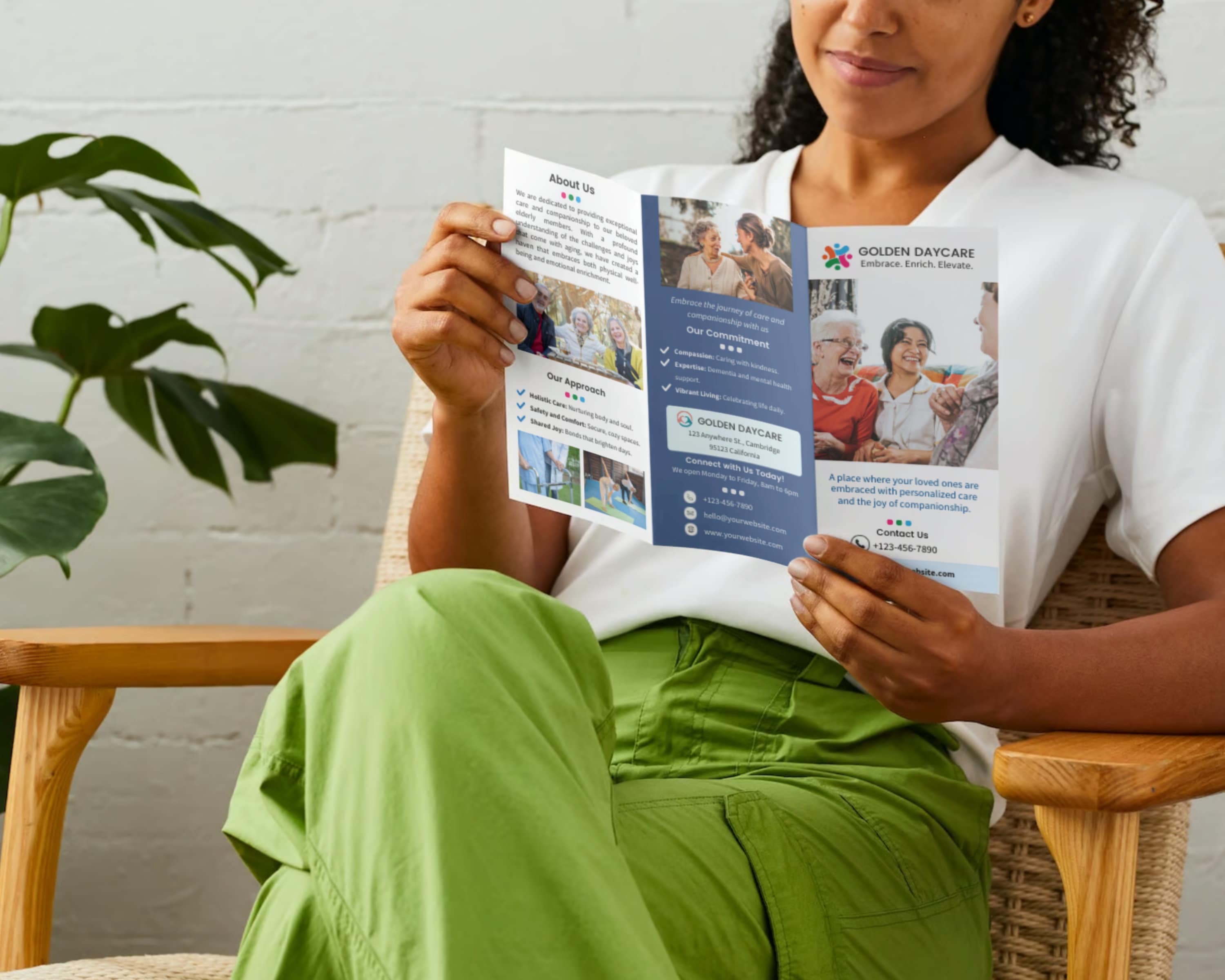 Editable Adult Daycare Center Trifold Brochure Day Center for Elderly ...