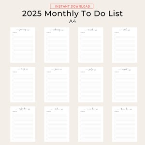 2025 Monthly to Do List 2025 to Do List 2025 Printable Todo List PDF ...