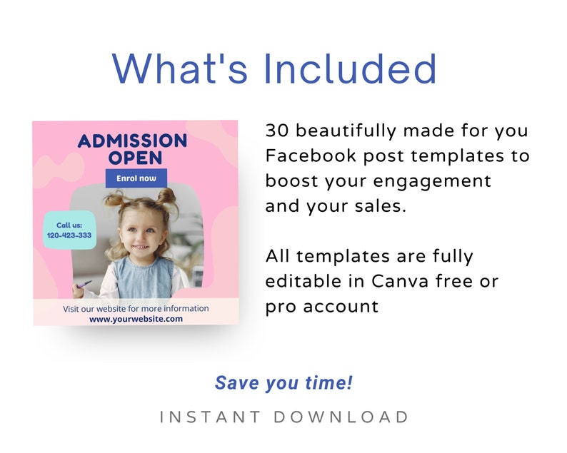 30 Children Education Facebook Post Canva Template Kindergarten ...