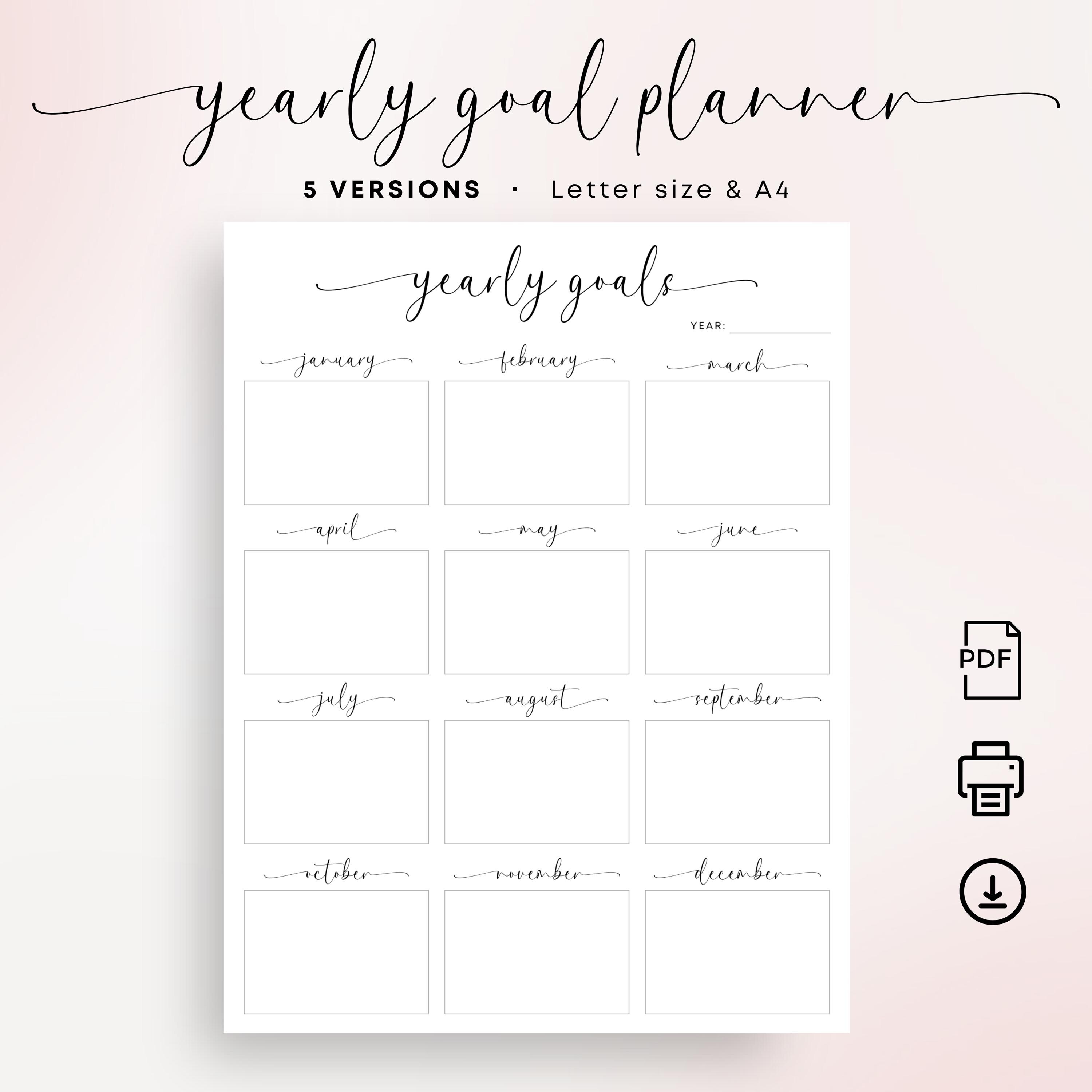 Yearly Goal Planner Printable Yearly Goals Annual Goal Setting New Year ...