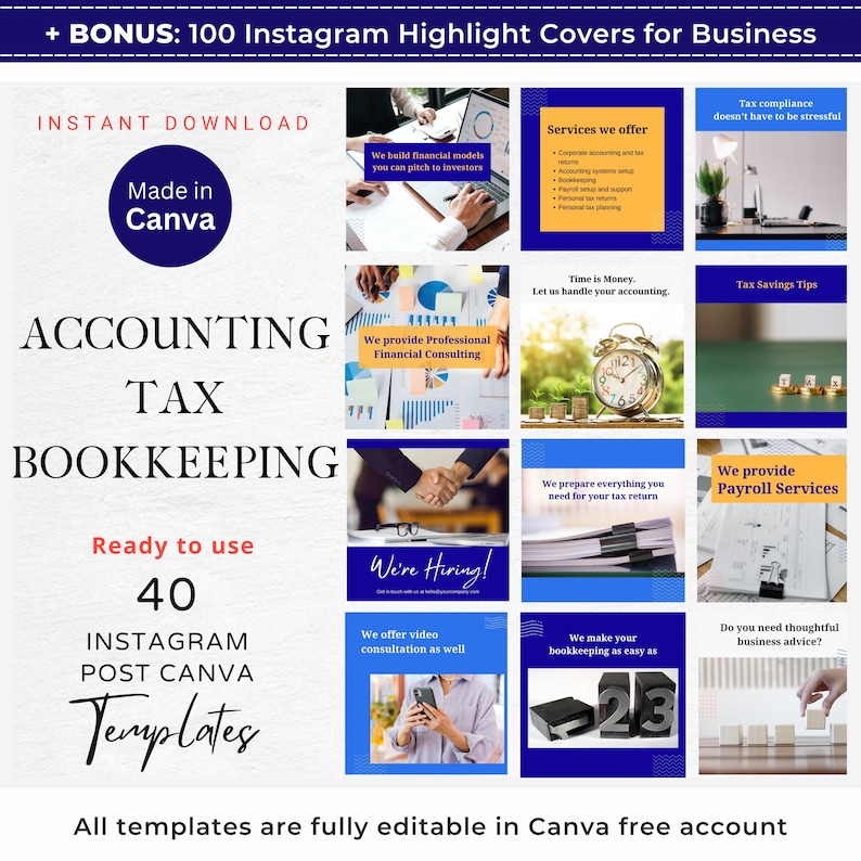 40 Accounting Instagram Post Template Accountant Canva Template ...