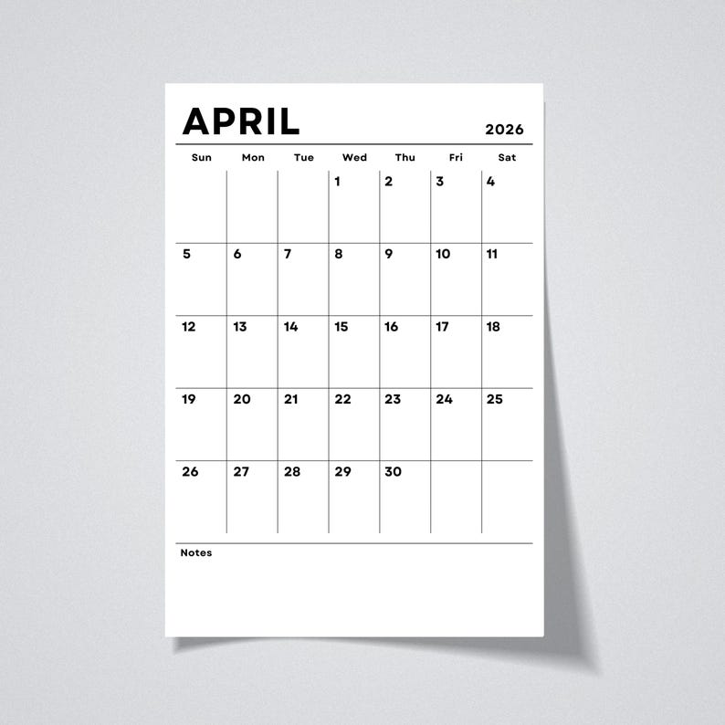 2026 Calendar Easy to Read 2026 Monthly Planner Portrait Printable PDF ...