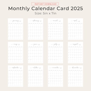 5x7 Inch 2025 Calendar Small Planner 2025 PRINTABLE Desk Calendar ...
