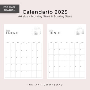 Minimalista Calendario 2025 Calendario En Español 2025 Planificador ...